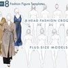 3 Female Fashion Croquis Templates Front, Back and Side Views 3 ...