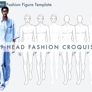 Male Croquis for Fashion Illustration, 9-head Fashion Figure Template ...