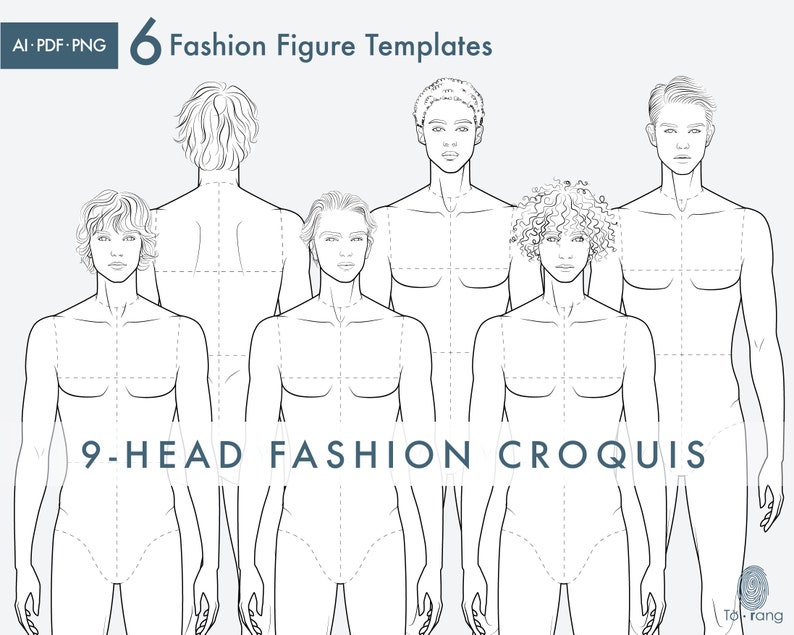 Male Standing Pose Croquis Bundle, Male Croquis for Fashion ...