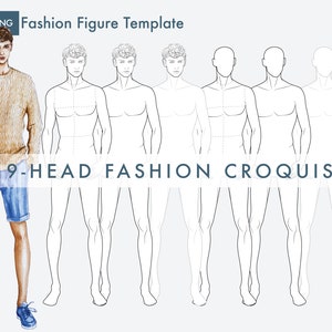 Male Croquis for Fashion Illustration, 9-head Fashion Figure Template ...