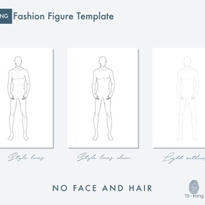 Male Croquis for Fashion Illustration, 9-head Fashion Figure Template ...