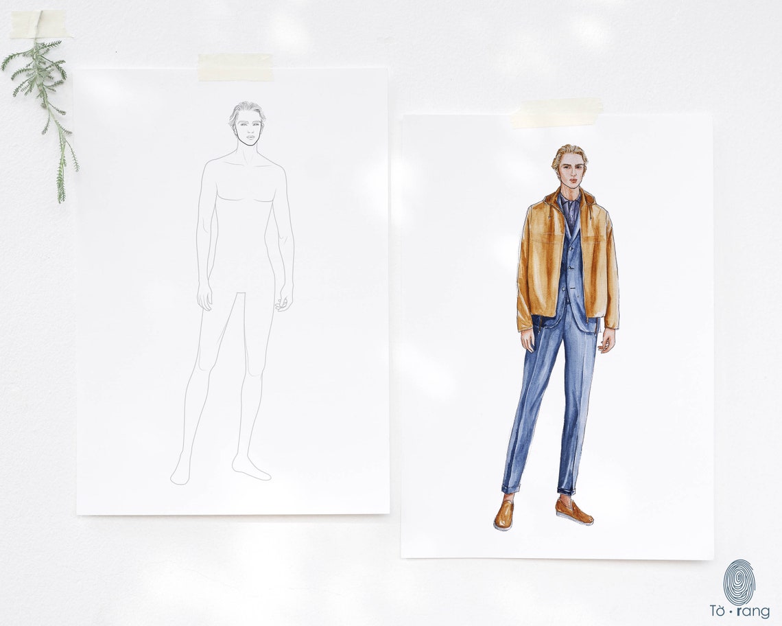 Male Croquis for Fashion Illustration, 9-head Fashion Figure Template ...