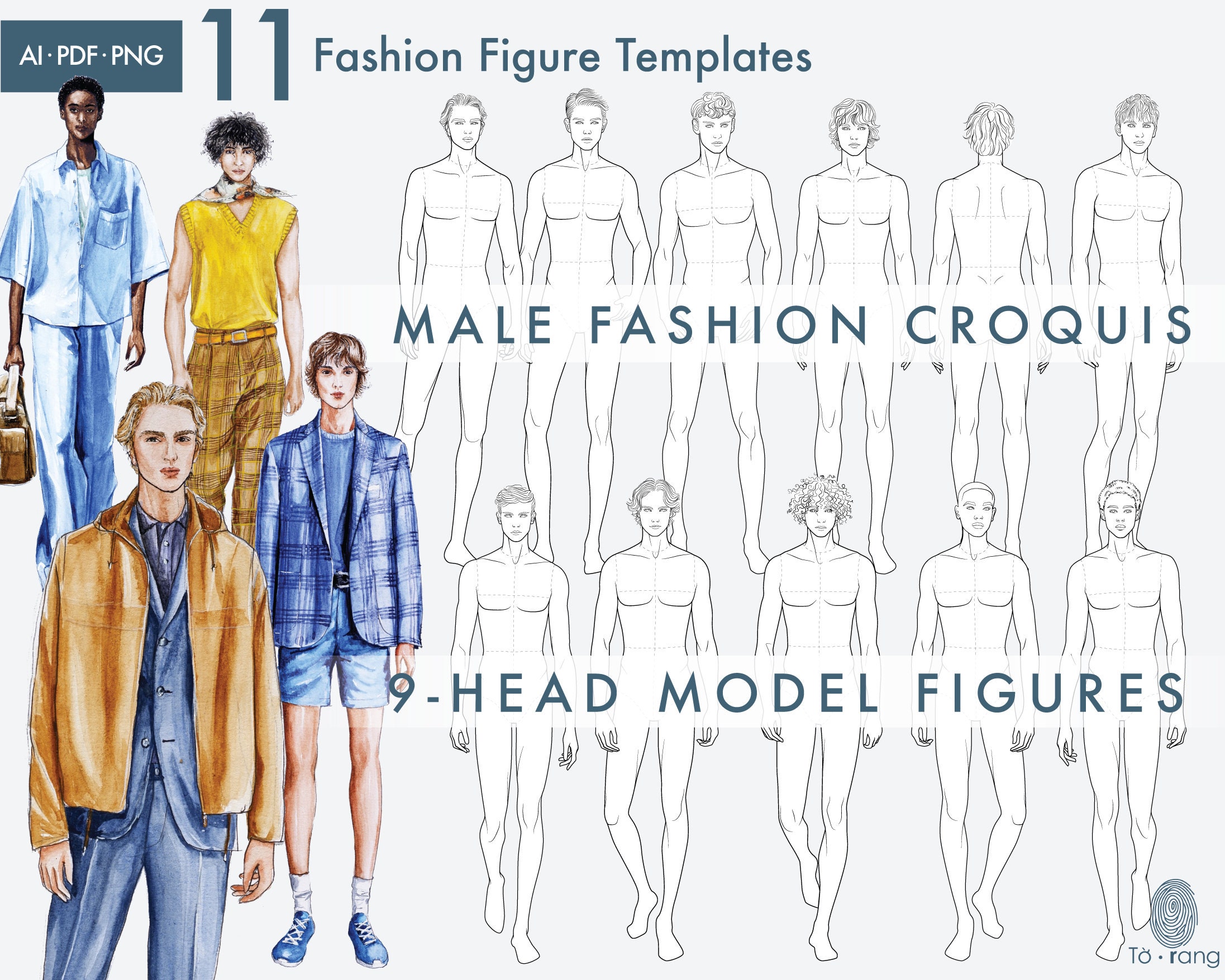 Tall Figure Fashion Drawing Templates