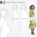 6 Female Maternity Fashion Croquis Templates, 8-head, Fashion Figure ...