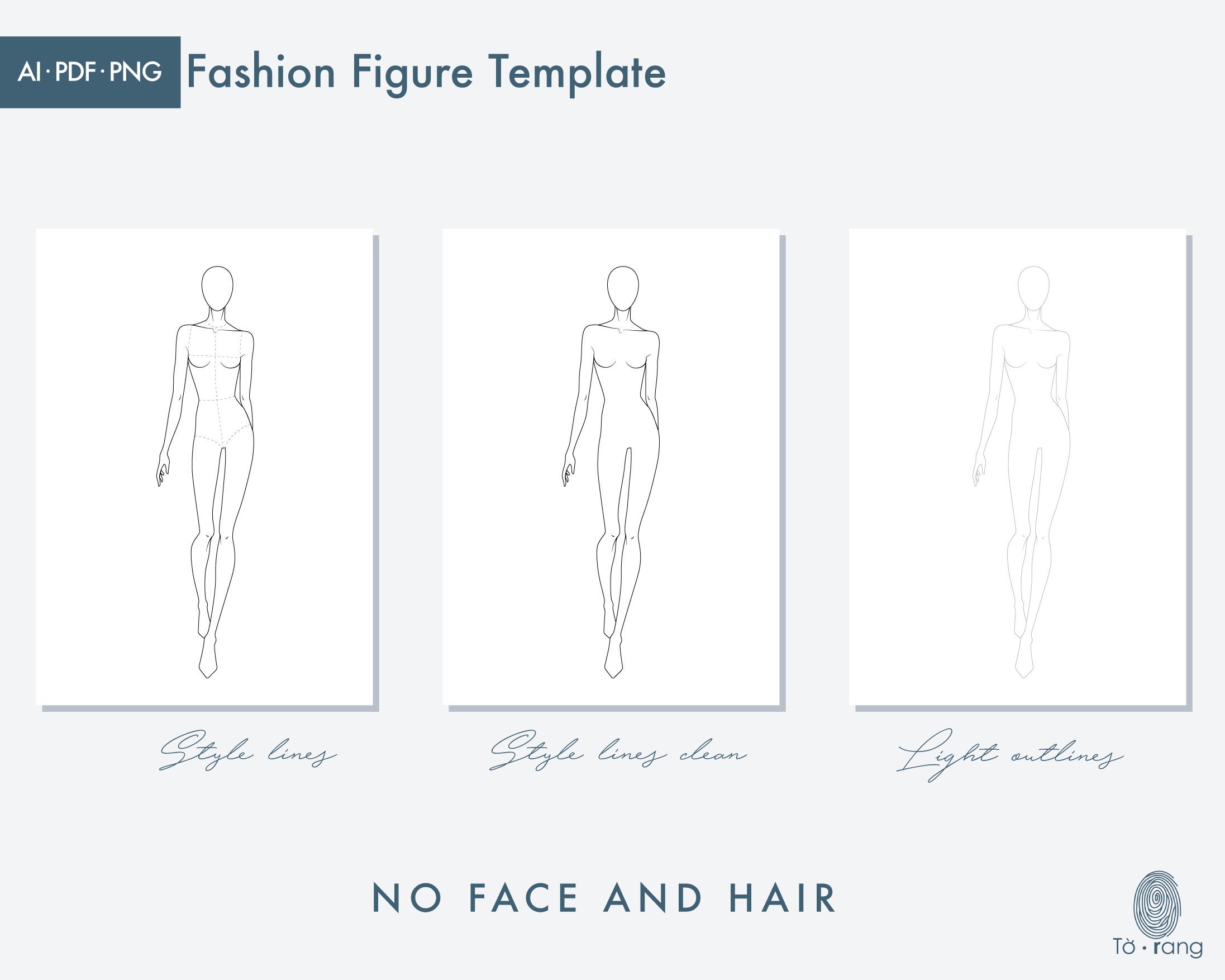 Female Fashion Figure Template Catwalk Model 9 Head Fashion - Etsy
