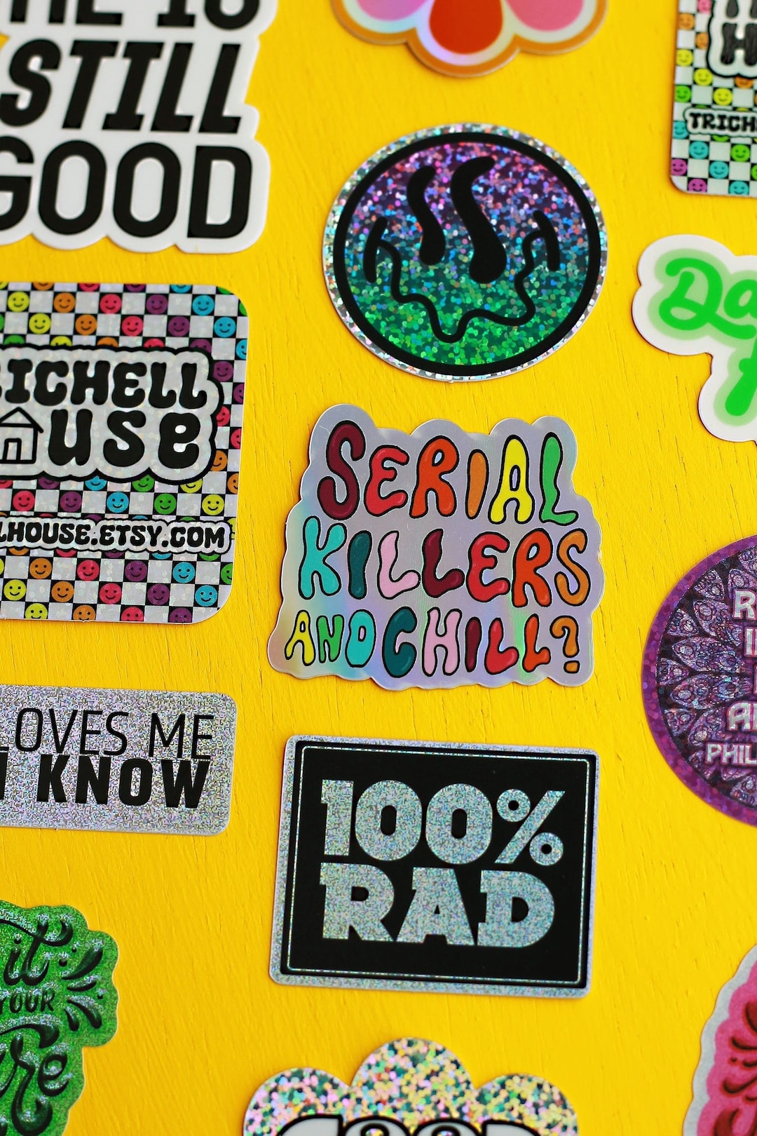Holographic Sticker Serial Killers and Chill Rainbow - Etsy