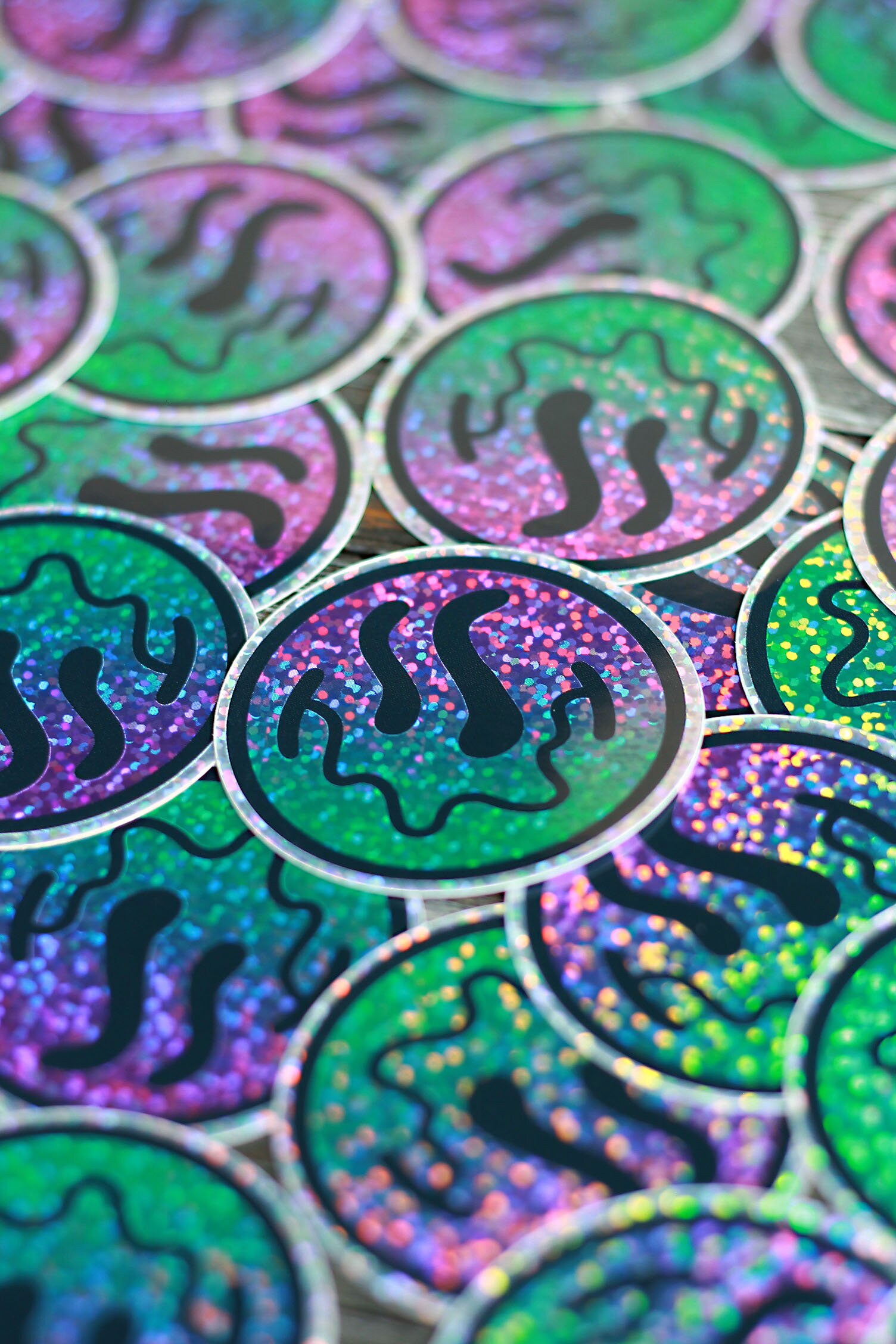 Glitter Sticker Melty Mouth Smiley Holographic Glossy Shiny Rainbow ...