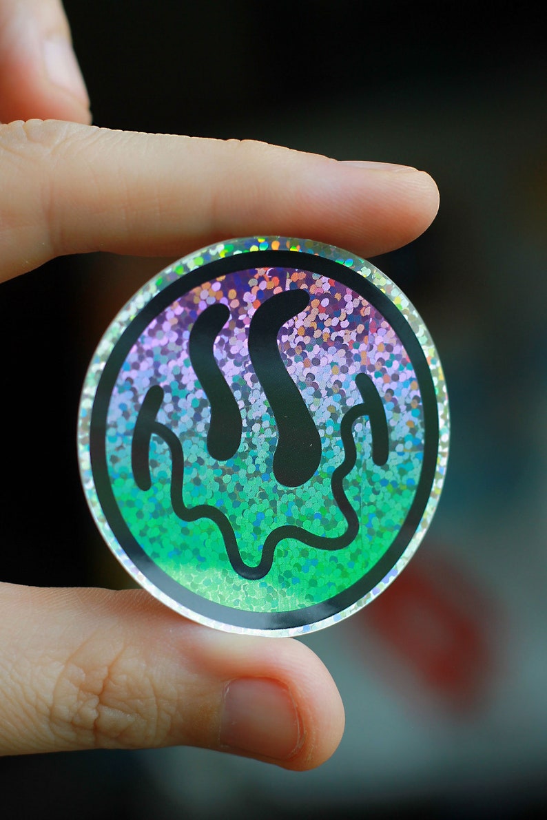 Glitter Sticker Melty Mouth Smiley Holographic Glossy Shiny Rainbow ...