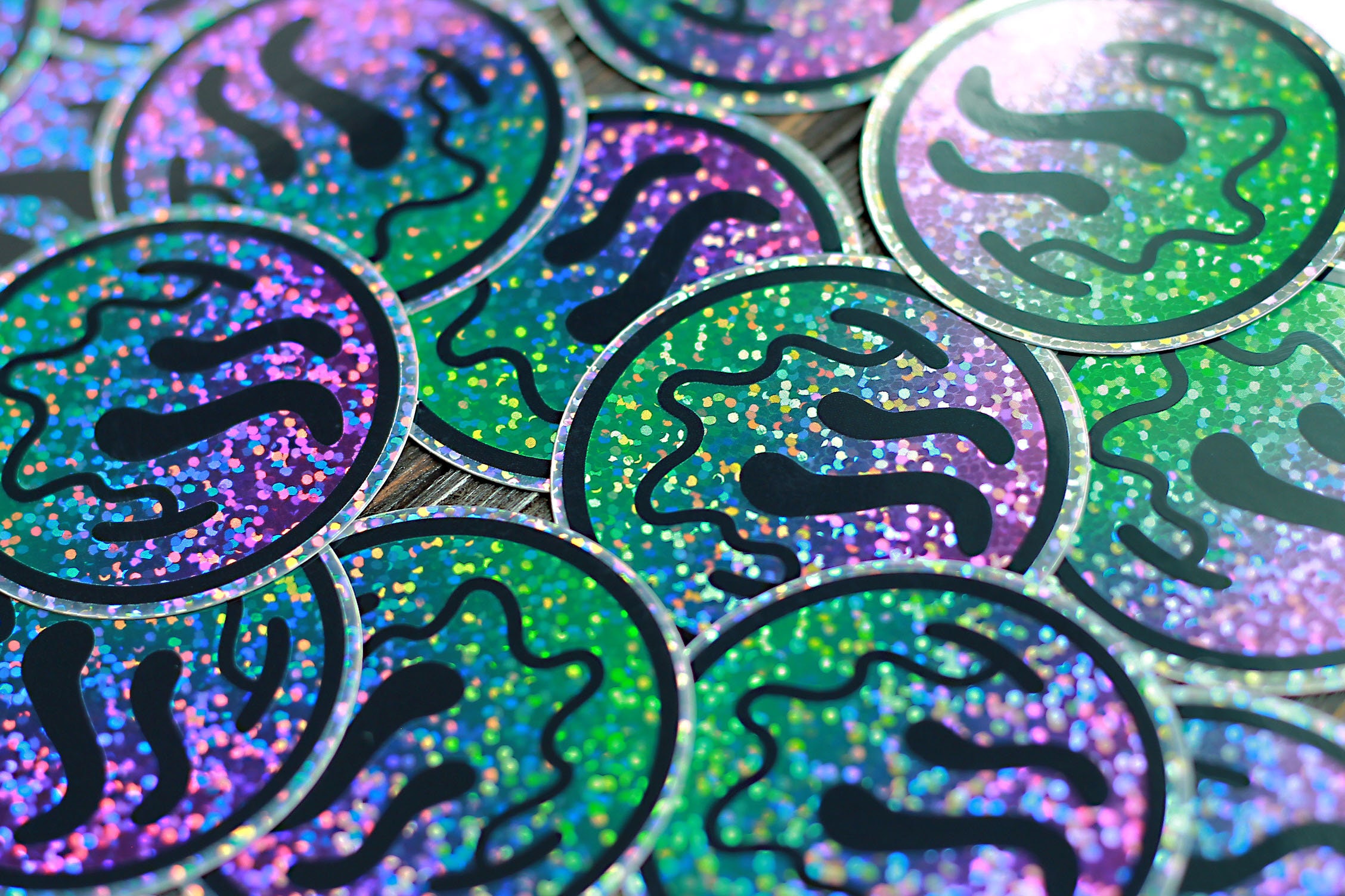 Glitter Sticker Melty Mouth Smiley Holographic Glossy Shiny Rainbow ...