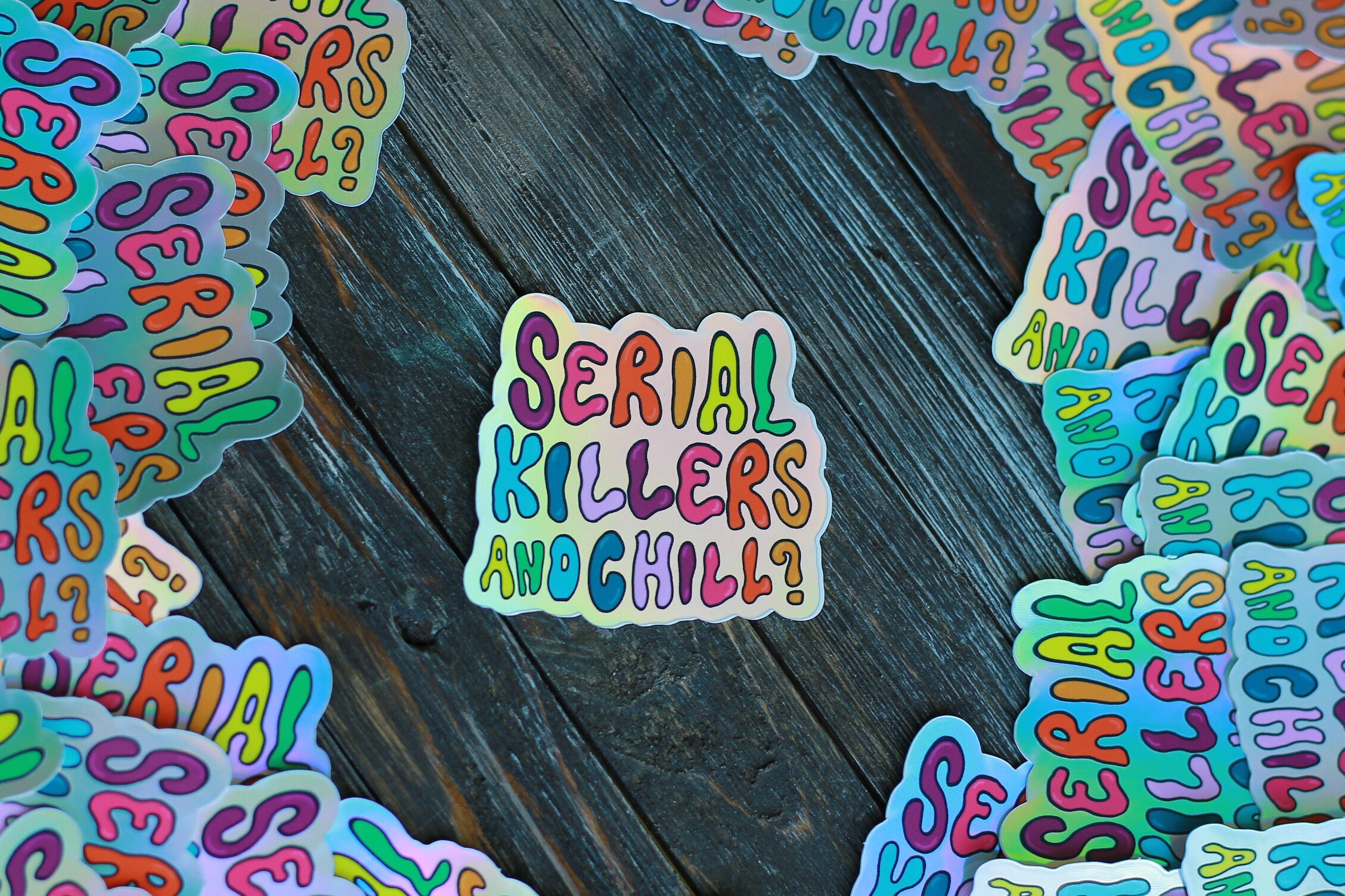 Holographic Sticker Serial Killers and Chill Rainbow - Etsy