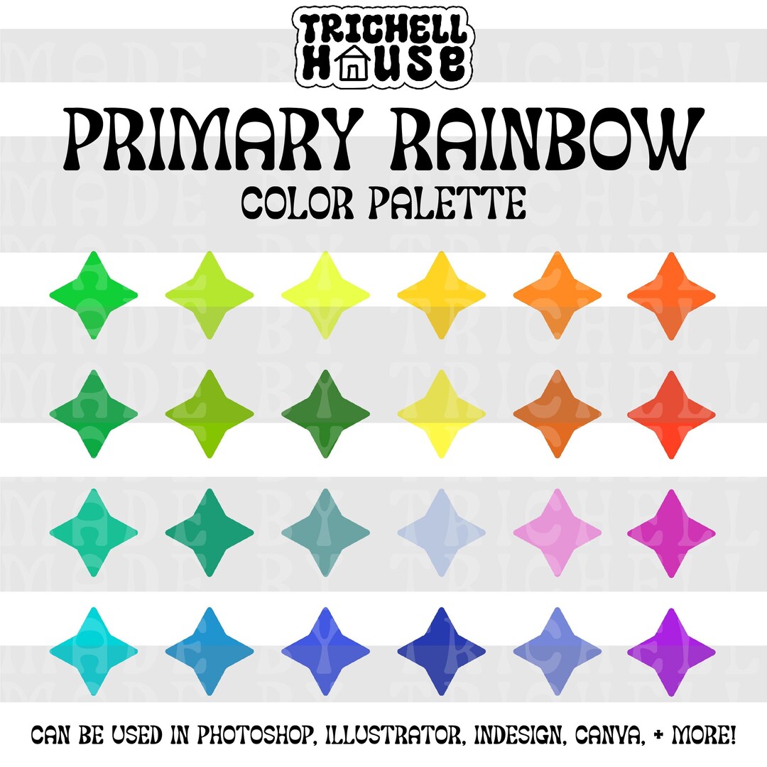 Digital Color Palette Primary Rainbow Procreate Color Swatches Drawing ...
