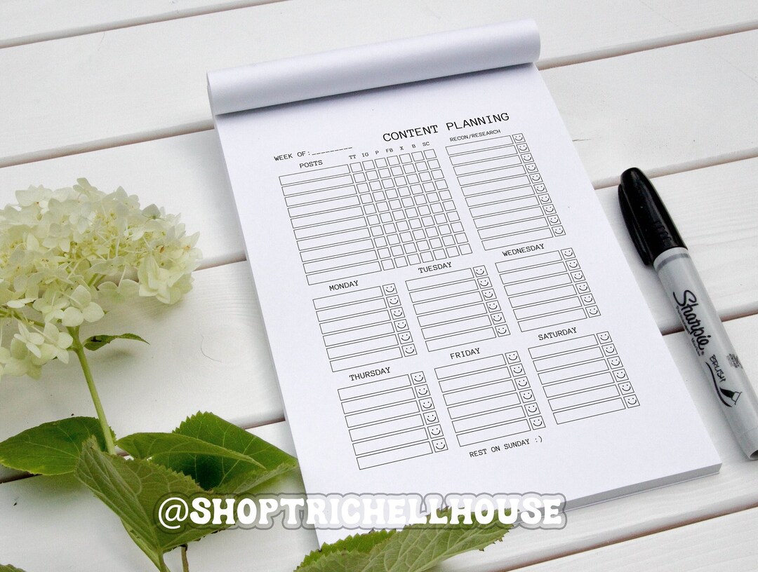 Printable Content Planning Sheet | Influencer Branding Tiktok Pinterest ...