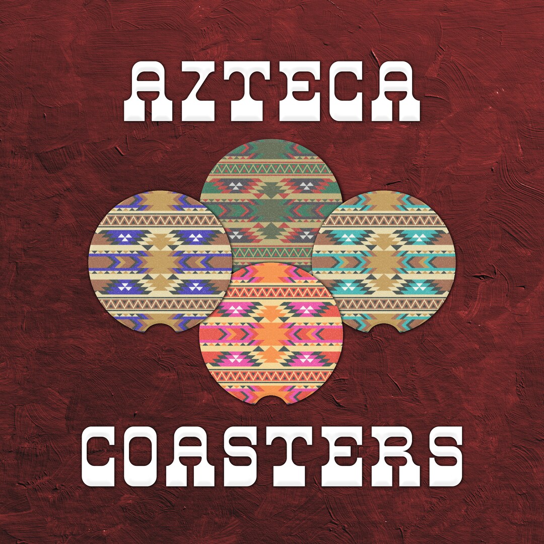 Car Coaster Azteca Indian Print Car Accessories Coasters Drink Holder ...