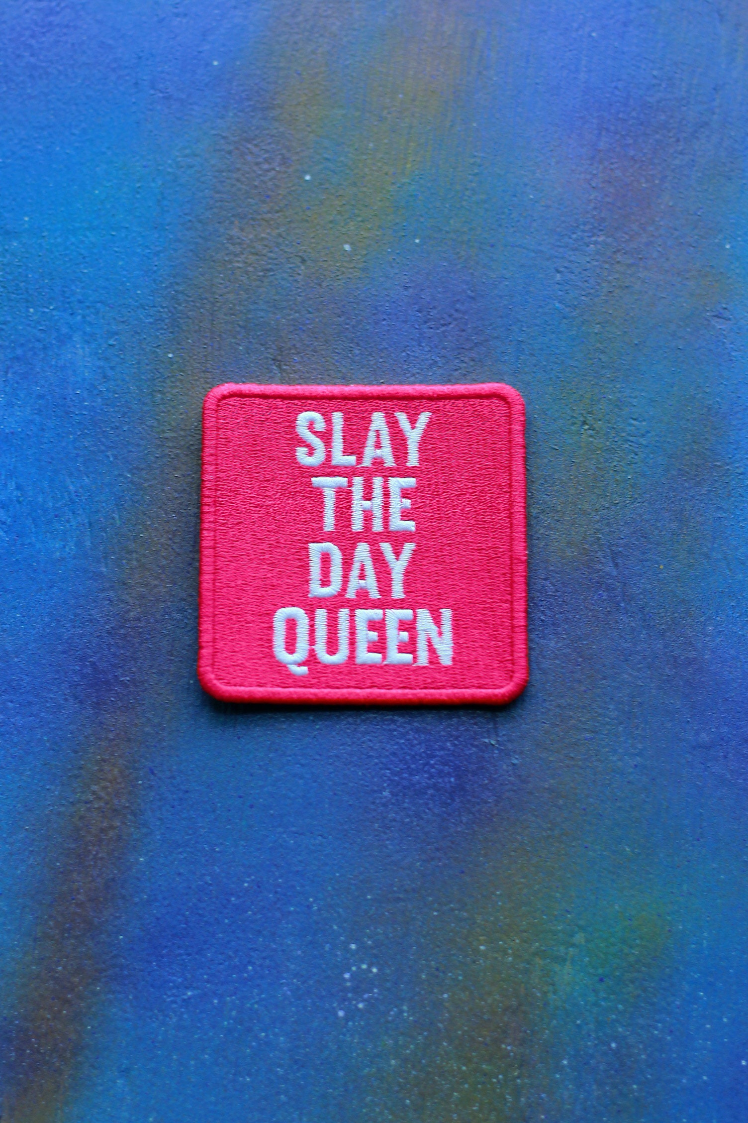Embroidered Patch Slay the Day Queen Trucker Hat Patches Vest Iron on Sewing Embroidery Funny ...