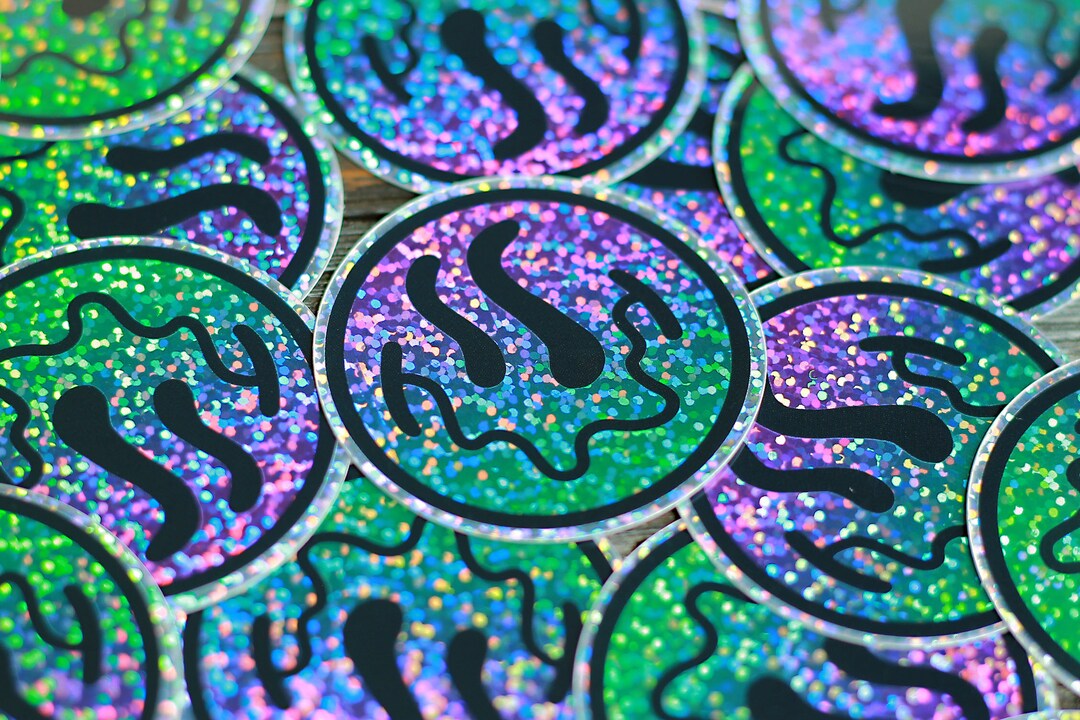 Glitter Sticker Melty Mouth Smiley Holographic Glossy Shiny Rainbow ...