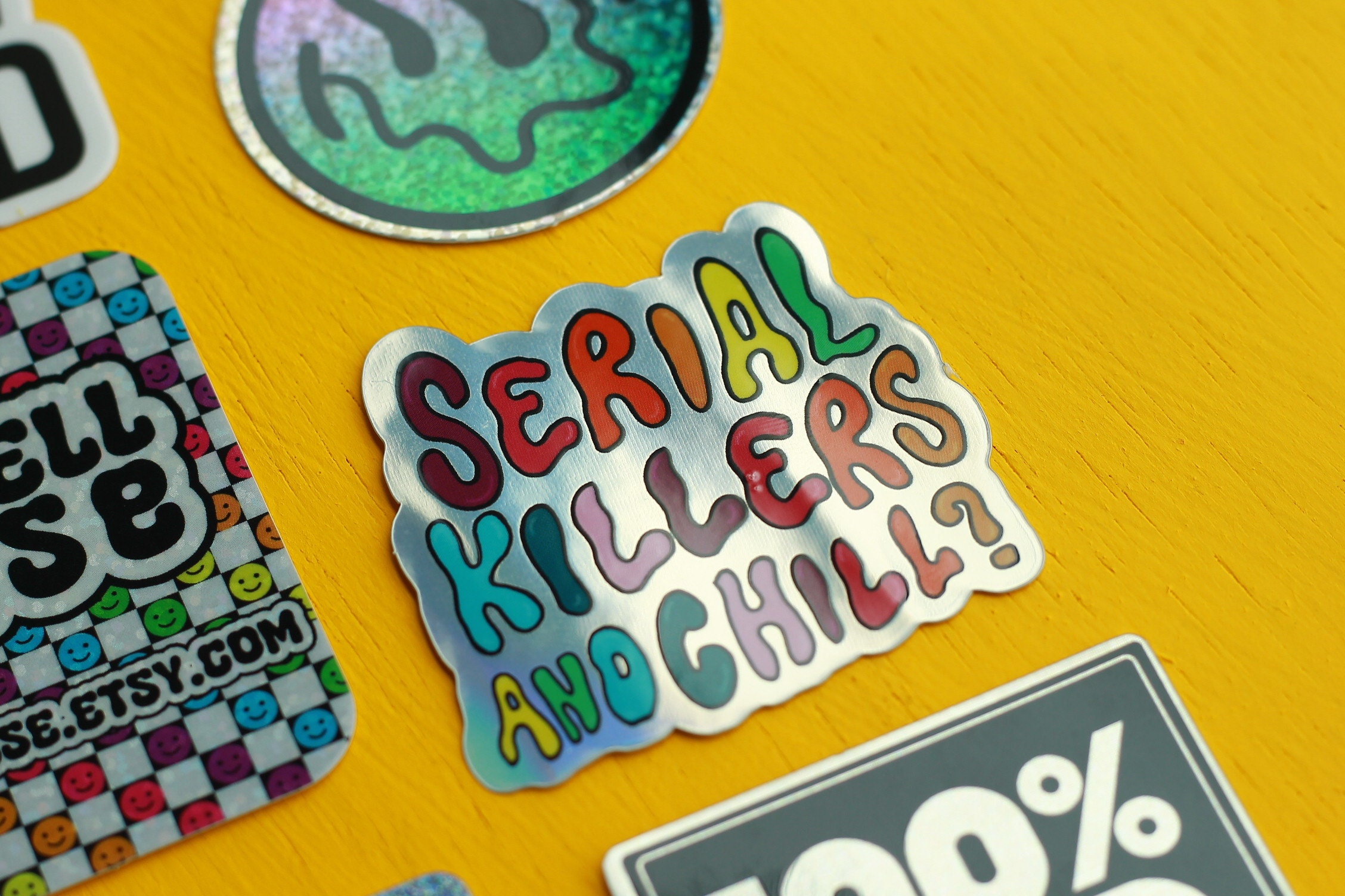 Holographic Sticker Serial Killers and Chill Rainbow - Etsy