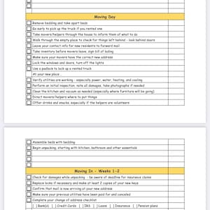 Moving Checklist TEMPLATE | File Available for Openoffice (spreadsheet and Text Document), MS ...