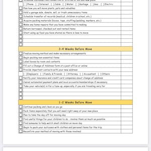 Moving Checklist TEMPLATE | File Available for Openoffice (spreadsheet and Text Document), MS ...