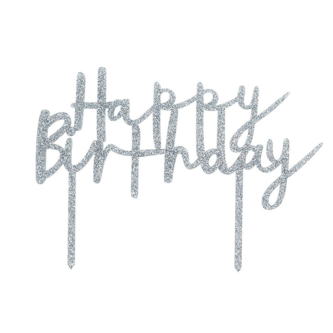 Silver Glitter Cake Topper - Etsy