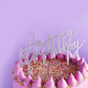 Silver Glitter Cake Topper - Etsy
