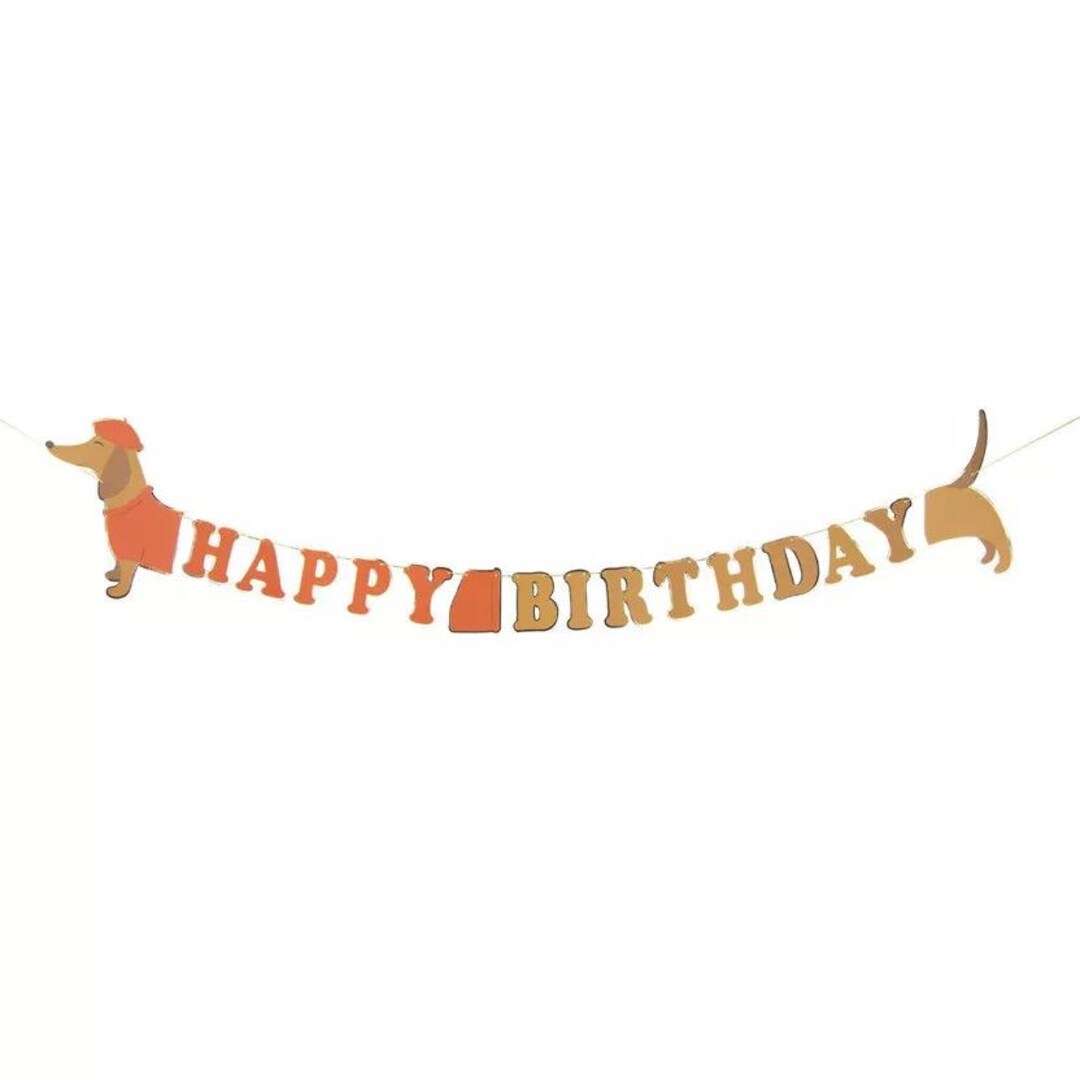 Happy Birthday Dachshund Letter Garland With Gold Foi - Etsy
