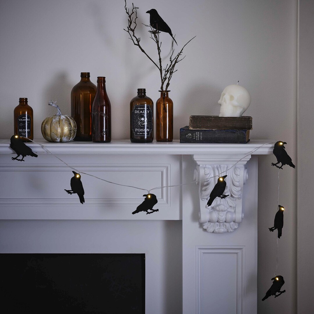 Halloween Garland Bunting With Lights. Black Crow. - Etsy