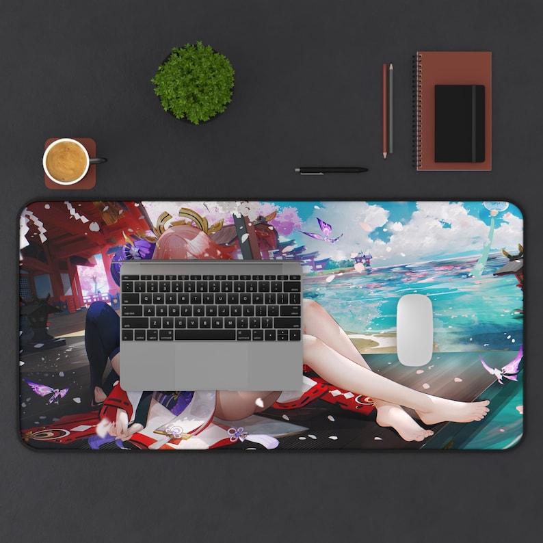 Raiden Shogun and Yae Miko Genshin Impact Desk Mat Anime Mousepad Anime ...