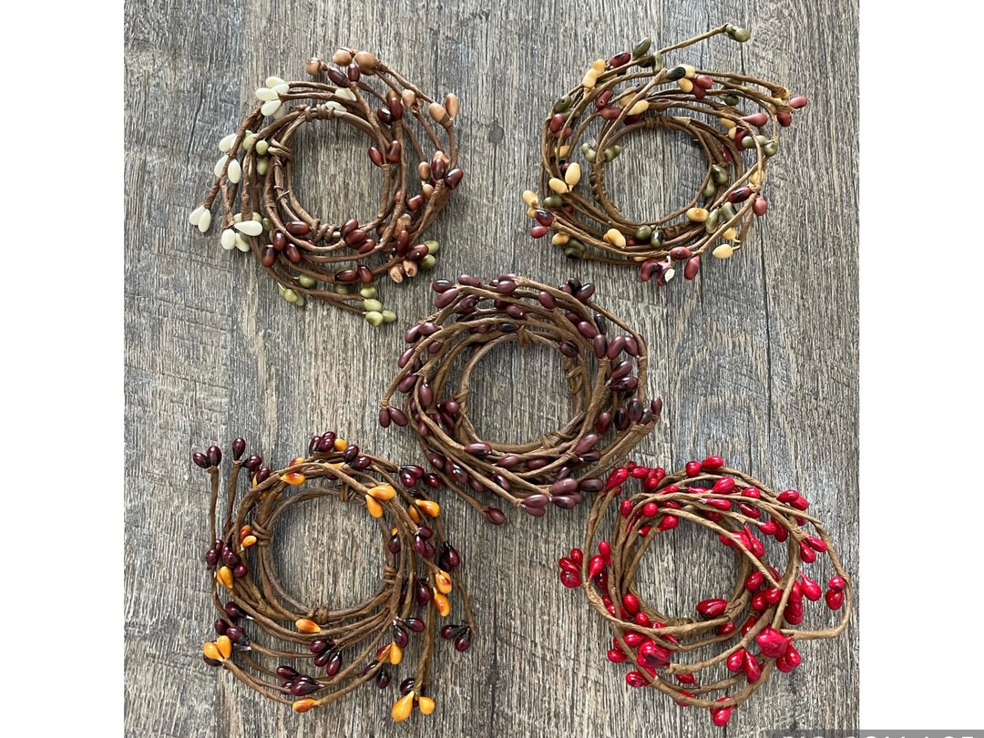 Primitive / Farmhouse 1.5' Pip Berry Candle Rings / Berry Candle Rings ...