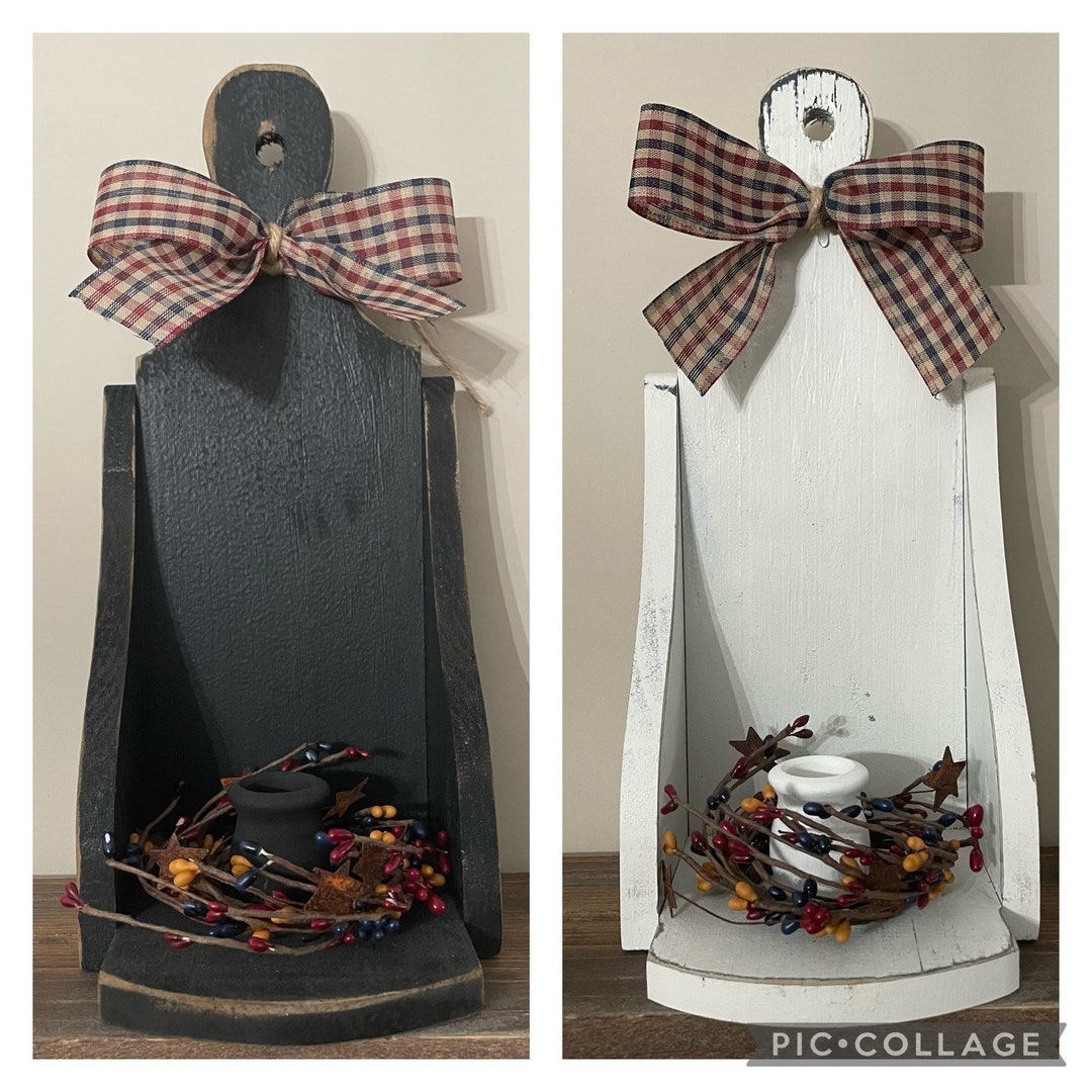 Primitive Wood Candle Box, Taper Candle Holder, Decorative Candle ...