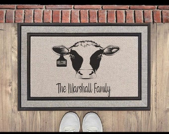 Cow Welcome Door Mat - Etsy