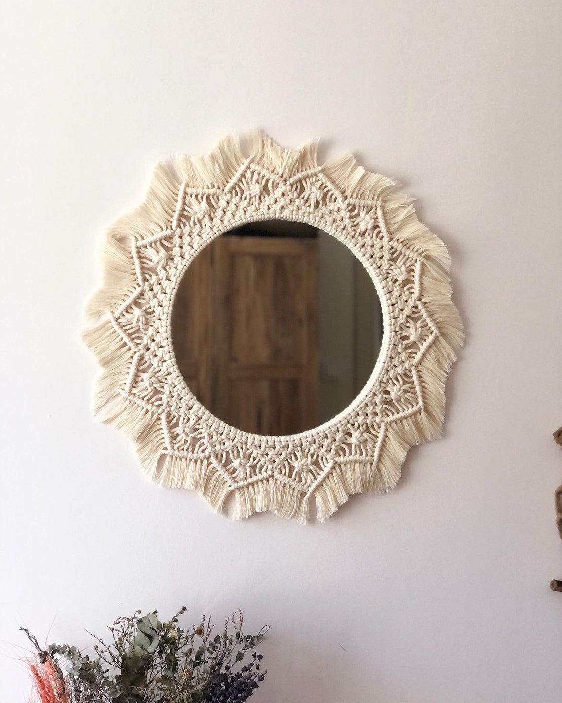 Large Macrame Mirror Macrame Wall Hanging Mirror Bedroom | Etsy