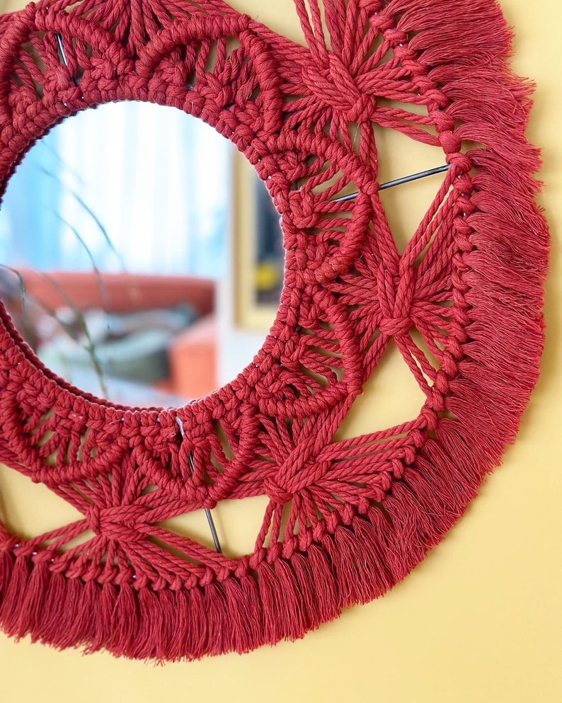 Large Macrame Mirror, Macrame Wall Hanging Mirror, Nursery Mirror ...