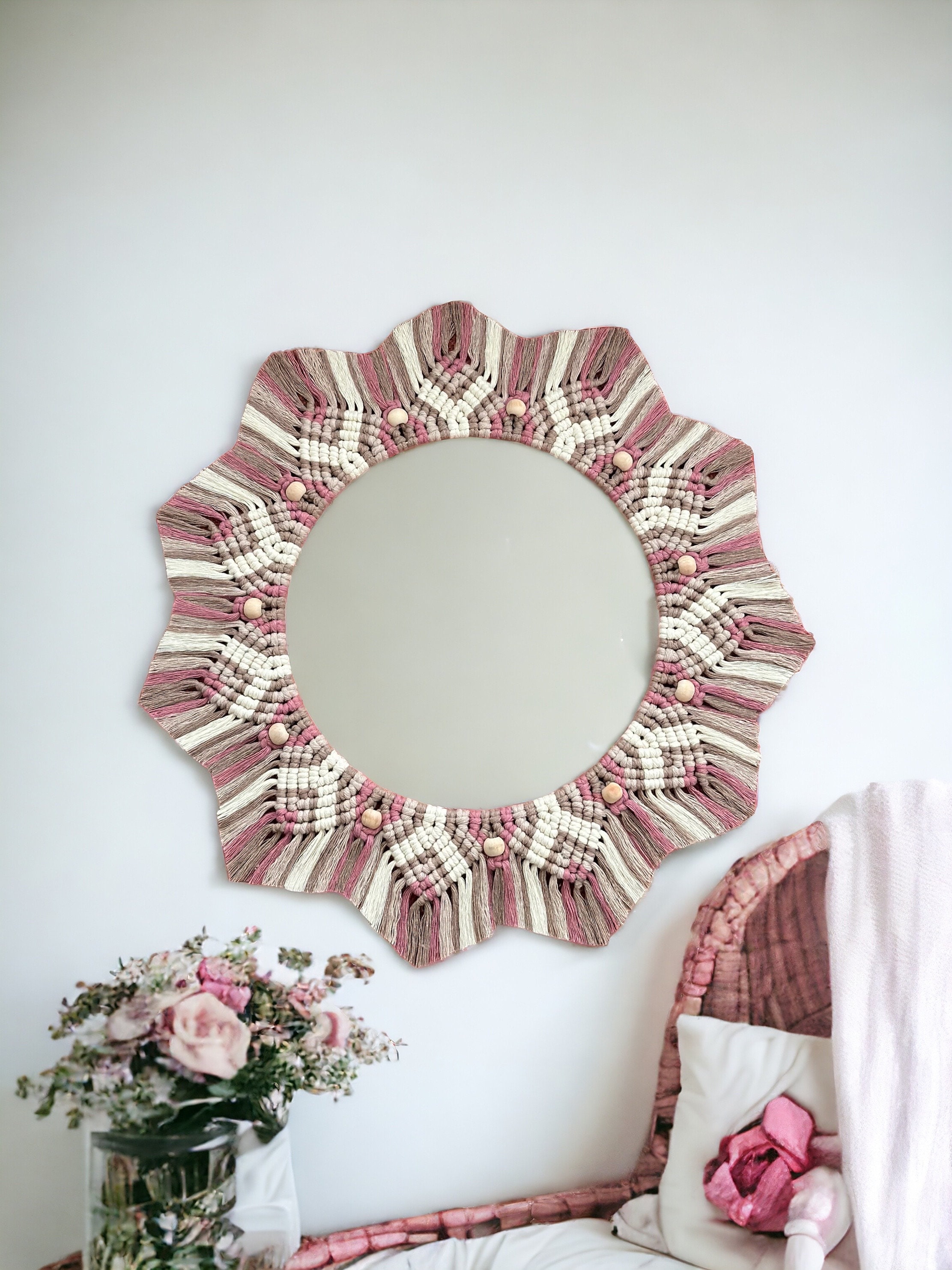 Pink Nursery Decor, Large Macrame Mirror, Baby Girl Gift, Baby Shower ...