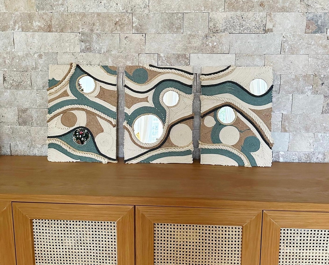 3 Handmade Fiber Art Wall Hangings, Handmade, Contemporary Art for ...