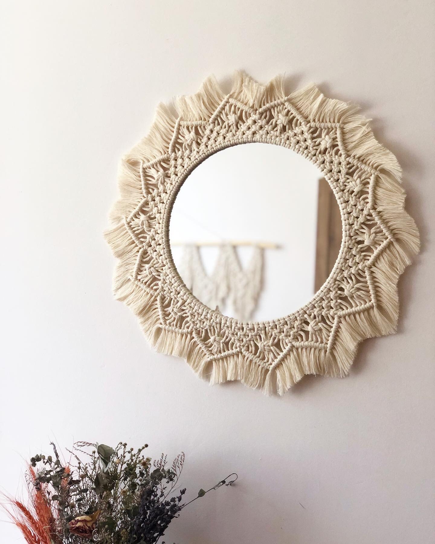 Large Macrame Mirror Macrame Wall Hanging Mirror Bedroom - Etsy