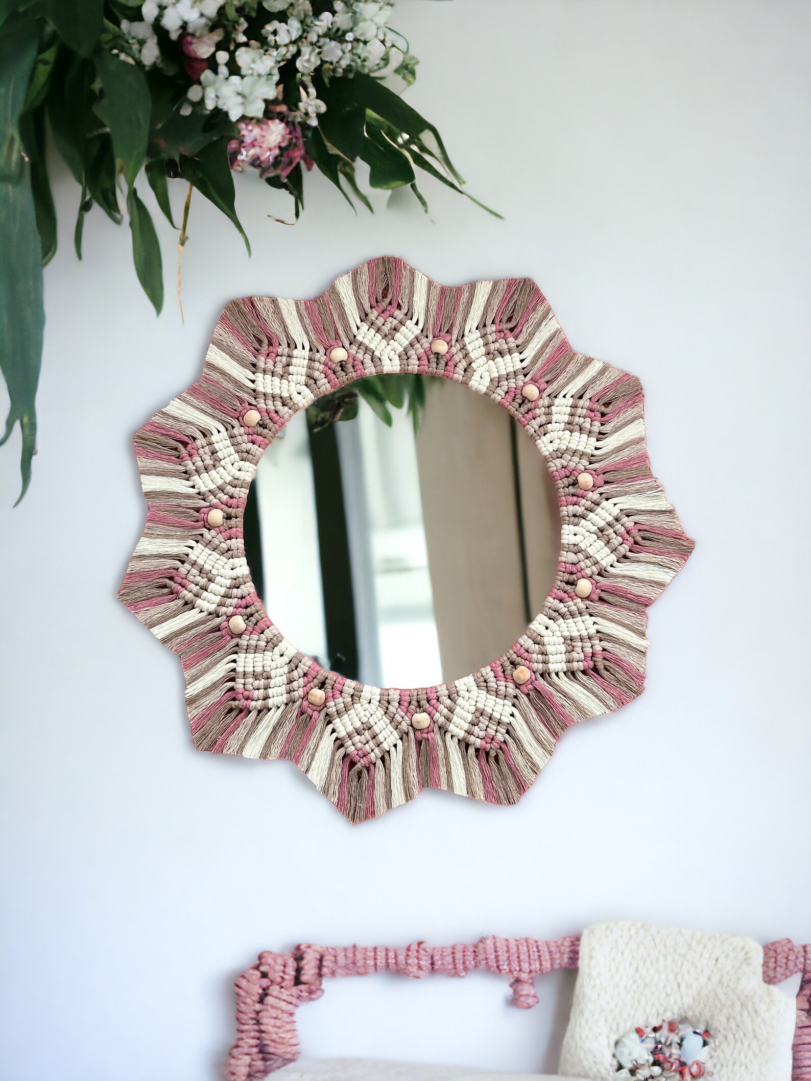 Pink Nursery Decor, Large Macrame Mirror, Baby Girl Gift, Baby Shower ...
