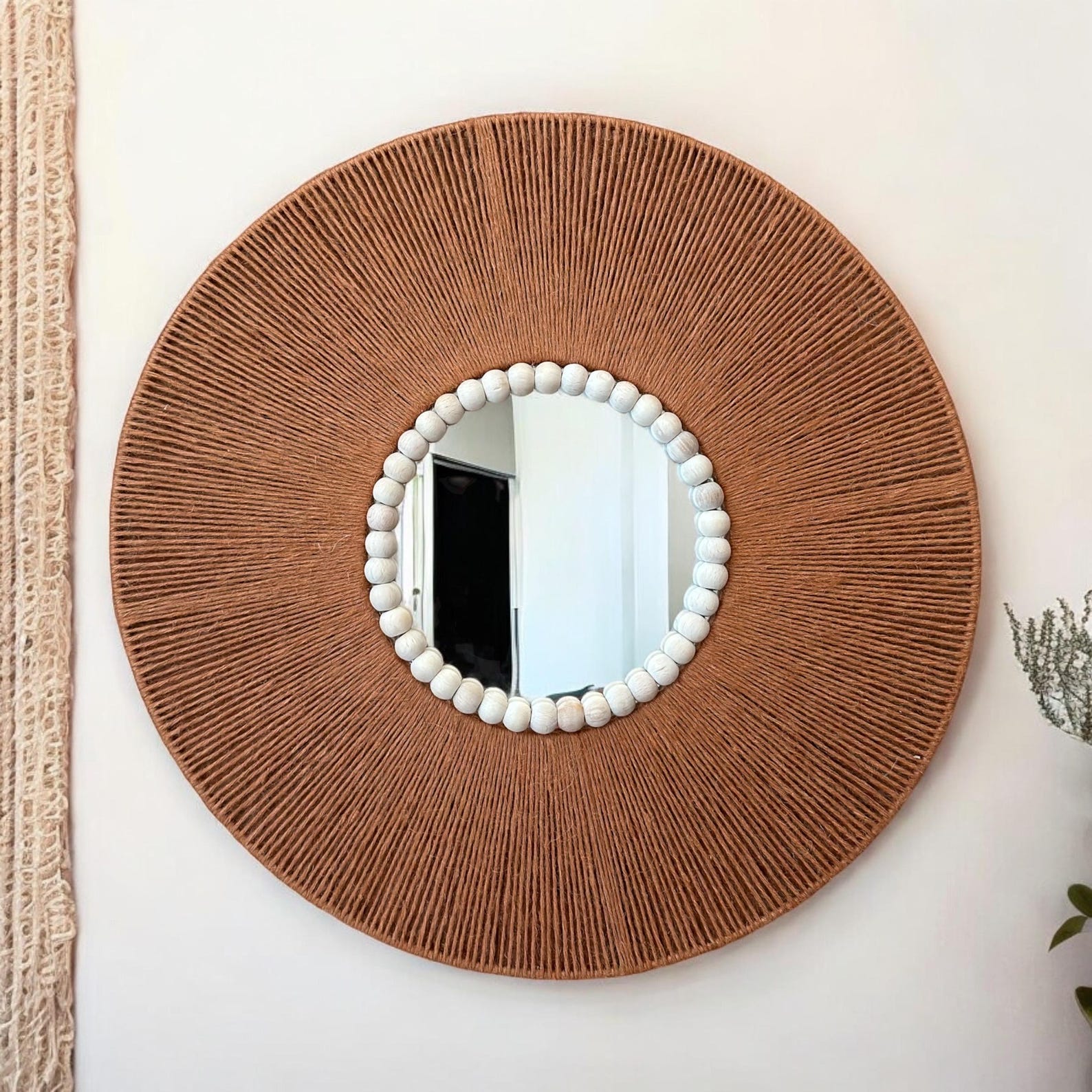 Cinnamon Jute Mirror, Entryway, Jute Wall Hanging, Housewarming Gift ...