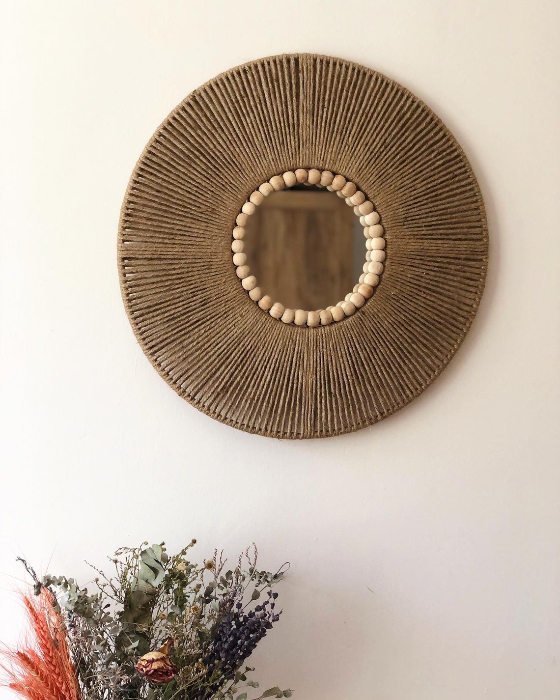 Large Jute Mirror , Jute Wall Hanging Mirror , Bedroom Decor Gift ...