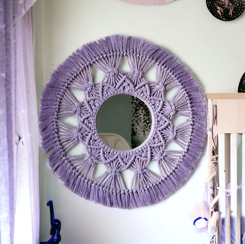 Lily Macrame Mirror, Macrame Wall Hanging Mirror , Nursery Mirror ...