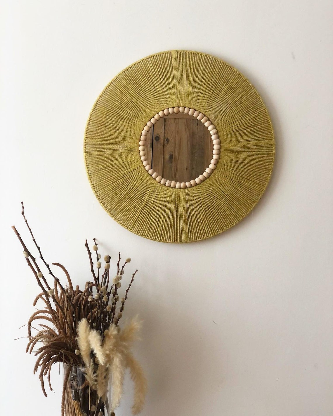 Large Jute Mirror Jute Wall Hanging Mirror Bedroom Decor - Etsy Canada