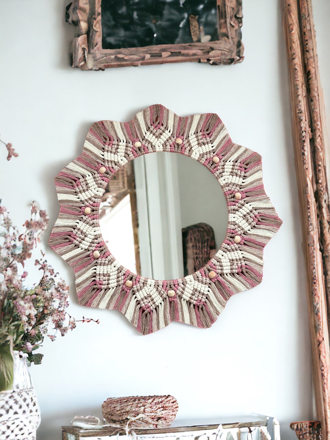 Pink Nursery Decor, Large Macrame Mirror, Baby Girl Gift, Baby Shower ...
