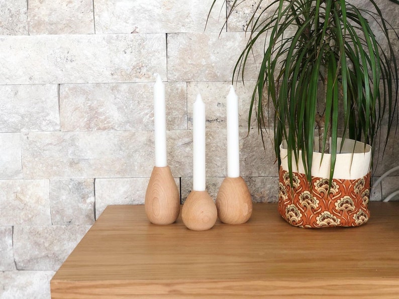 Wood Candlestick Set of 3 Candlesticks Wooden Candlesticks - Etsy