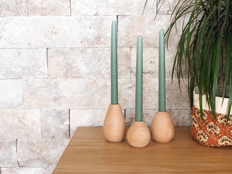 Wood Candlestick Set of 3 Candlesticks Wooden Candlesticks - Etsy