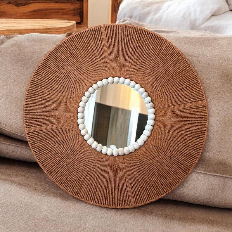 Cinnamon Jute Mirror, Entryway, Jute Wall Hanging, Housewarming Gift ...
