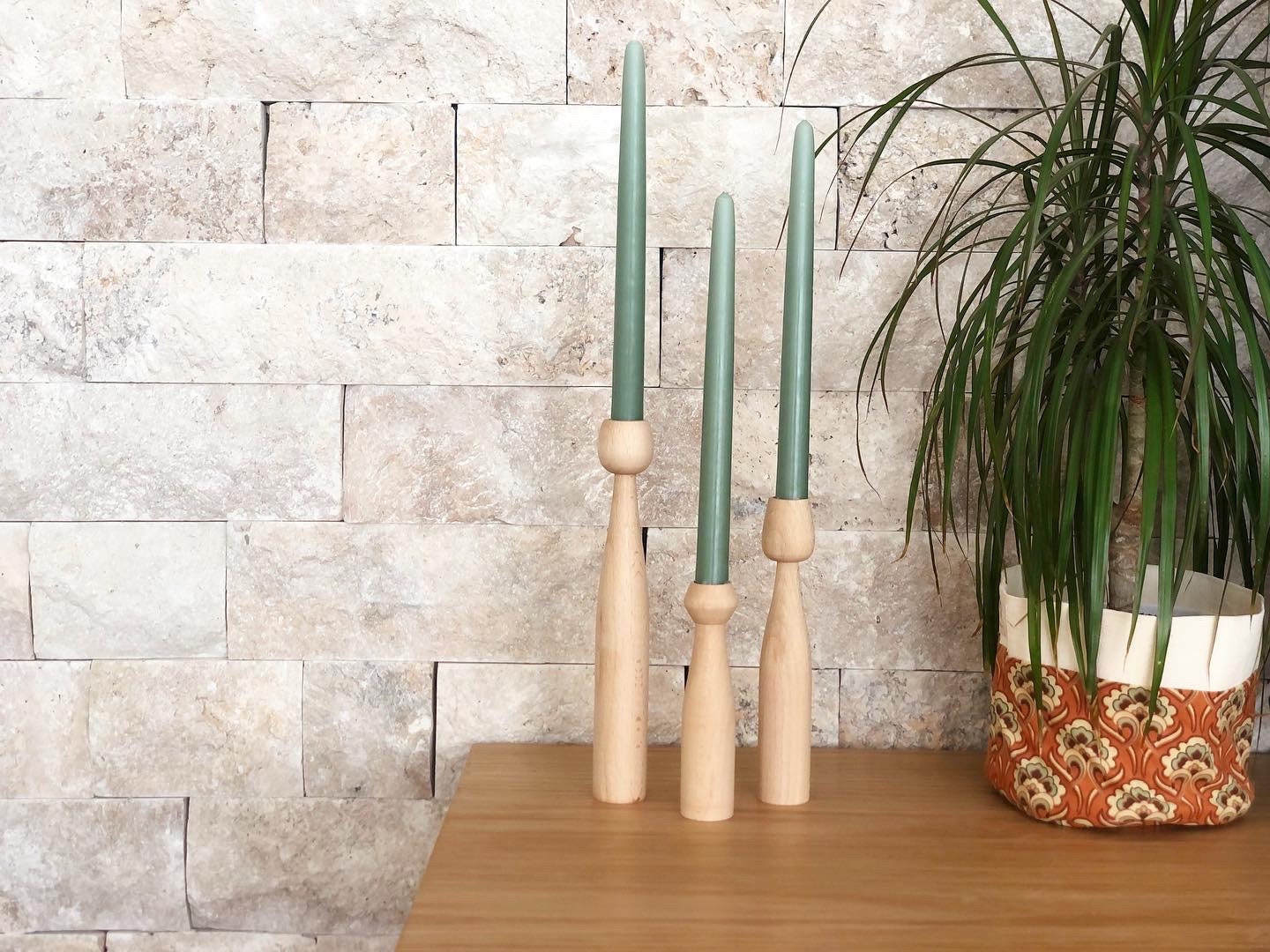 Wood Candlestick - Set of 3 Candlesticks, Wooden Candlesticks Holder ...