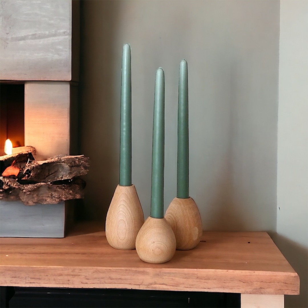 Wood Candlestick - Set of 3 Candlesticks, Wooden Candlesticks Holder ...