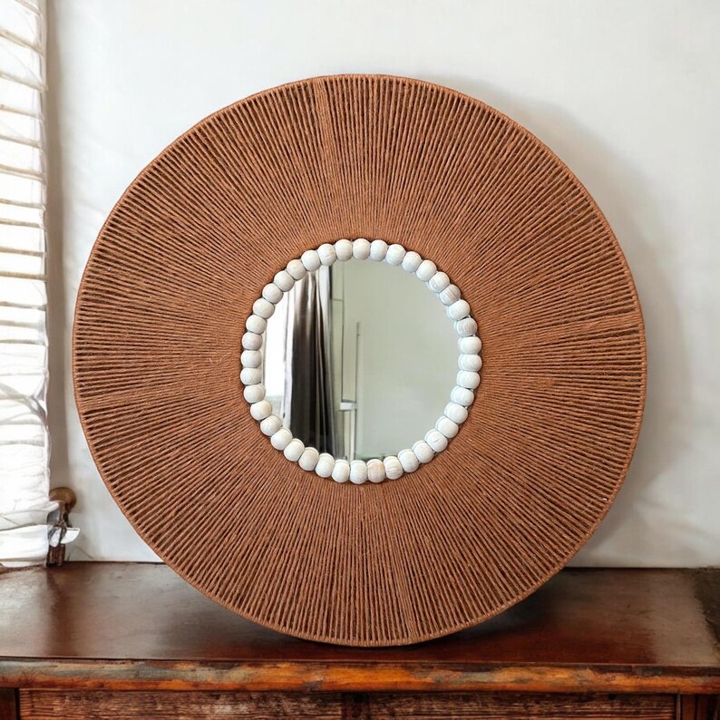 Cinnamon Jute Mirror, Entryway, Jute Wall Hanging, Housewarming Gift ...
