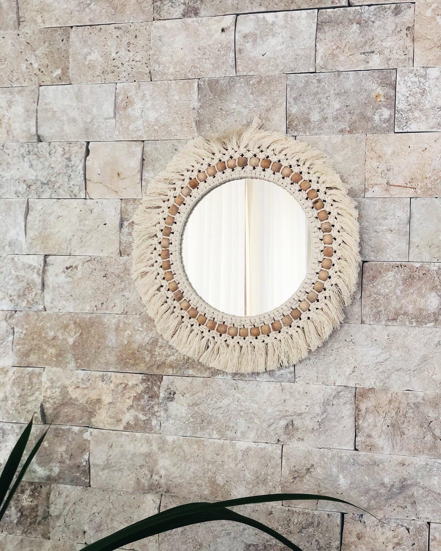 Large Macrame Mirror Macrame Wall Hanging Mirror Happy - Etsy