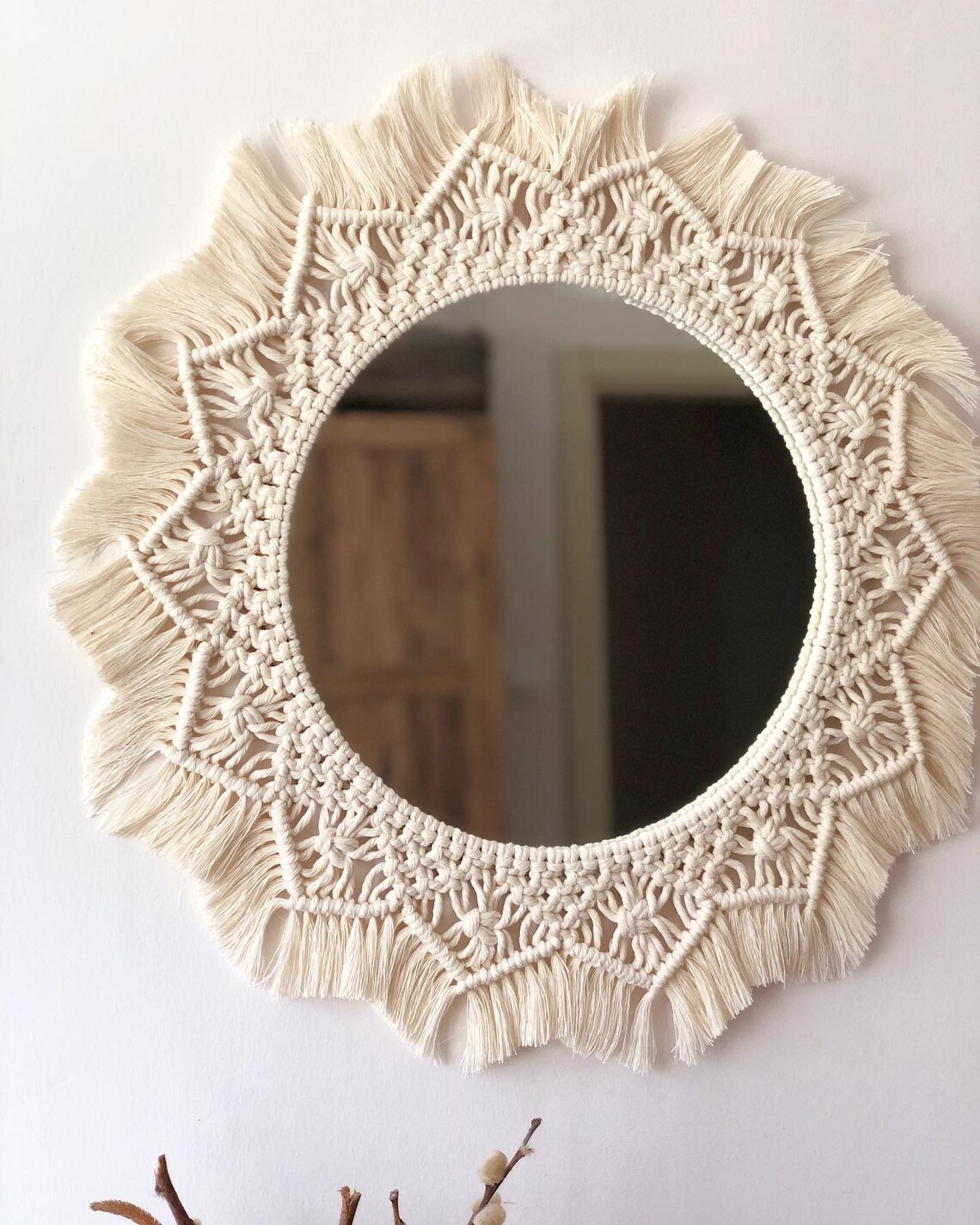 Large Macrame Mirror Macrame Wall Hanging Mirror Bedroom | Etsy