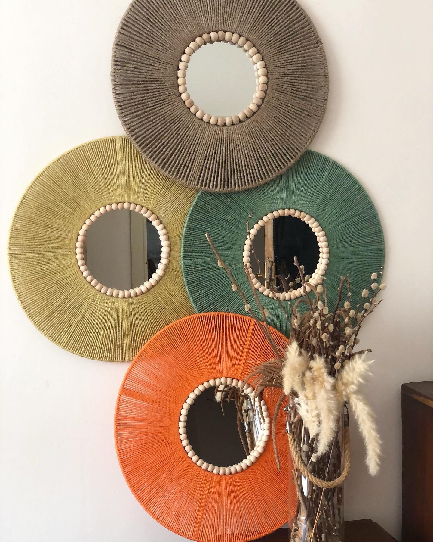 Large Jute Mirror Jute Wall Hanging Mirror Bedroom Decor - Etsy Canada